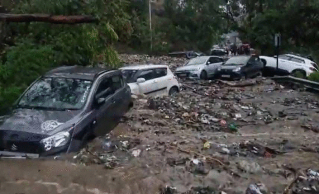 Cloudburst Triggers Havoc in Himachal’s Rampur; Vehicles Swept Away, Rescue Operations Underway